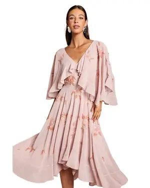 Coast Embellished Frill Cape Midi Dress