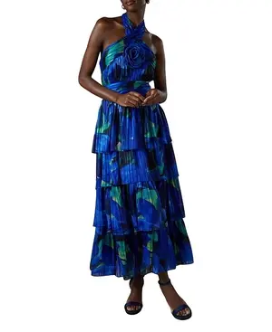 Coast Tiered Halter Maxi Dress - Blue