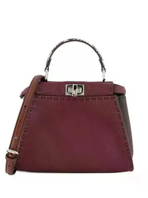 Fendi Peekaboo Top-handle Leather Tote - Red