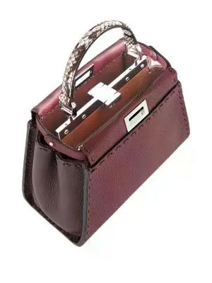 Fendi Peekaboo Top-handle Leather Tote - Red