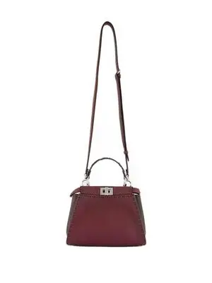 Fendi Peekaboo Top-handle Leather Tote - Red
