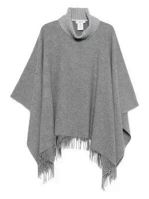 GRAN SASSO Fringed Turtleneck Poncho