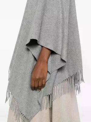 GRAN SASSO Fringed Turtleneck Poncho