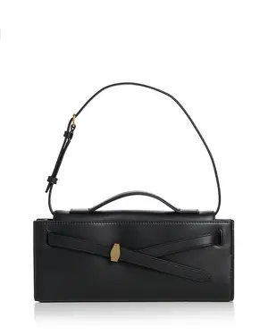 Veronica Beard Dash Leather Clutch Black