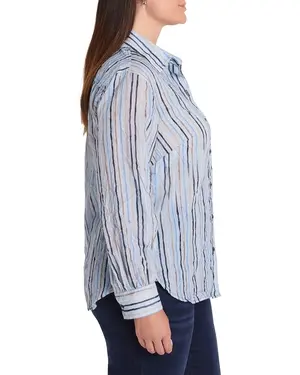 NIC+ZOE Plus Drifty Painted Stripe Shirt
