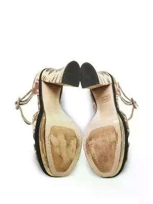 Miu Miu Lizard Embossed Platform Sandals