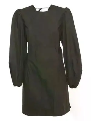GANNI Poplin Open-back Mini Dress - Black