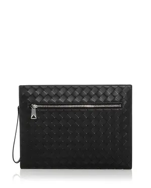Bottega Veneta Intrecciato Leather Document Case - Noce Pepe
