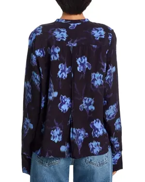 Rag & Bone Arden Printed Pleated Blouse - Dark Floral