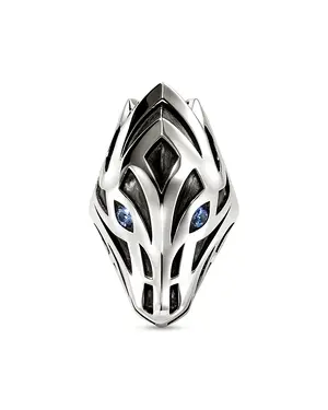 John Hardy Sterling Naga Dragon Ring With Sapphire - Silver