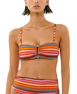 BILIBLOND Renee Bandeau Bikini Top - Colorful Stripes