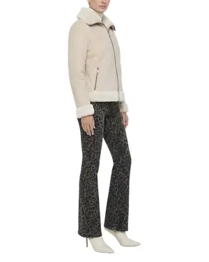 Gorski Merino Shearling Lamb Zip Jacket - Beige