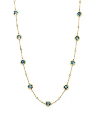 Bloomingdale'S Blue Topaz And Diamond Station Collar Necklace - Gold