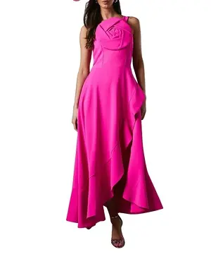 Coast Strappy Crepe Corsage Midi Dress - Pink