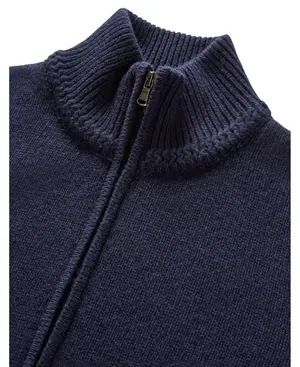 Robert Talbott Graham Cashmere Blend Full Zip Sweater - Navy