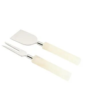 THE COLLECTIVE HOME Santo Alabaster Cheese Tools Set Of 2 - White