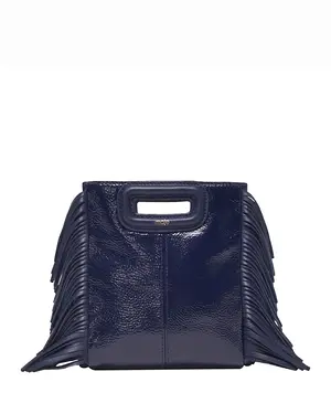 Maje Miss M Mini Fringed Leather Crossbody Bag - Navy