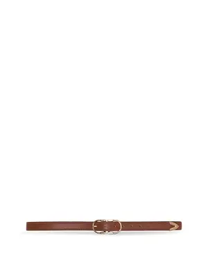 Maje Double Buckle Leather Belt - Camel