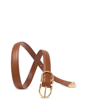 Maje Double Buckle Leather Belt - Camel