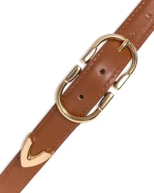 Maje Double Buckle Leather Belt - Camel