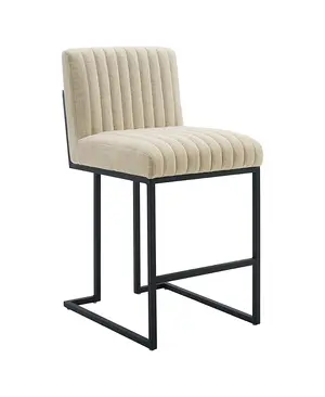 MODWAY Indulge Channel Tufted Fabric Counter Stool - Beige