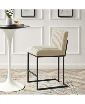 MODWAY Indulge Channel Tufted Fabric Counter Stool