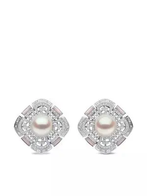 Yoko London Cleopatra South Sea Pearl And Diamond Earrings - Silver
