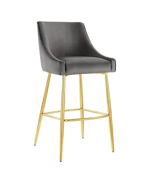MODWAY Discern Performance Velvet Bar Stool - Gray