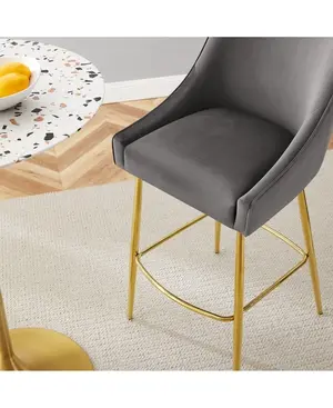 MODWAY Discern Performance Velvet Bar Stool - Gray