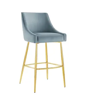 MODWAY Discern Performance Velvet Bar Stool - Light Blue