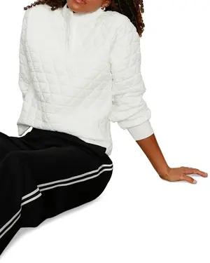 Sanctuary Quilted Button Popover Sweatshirt