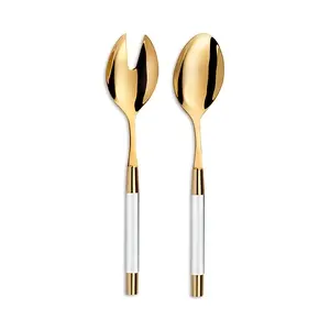 CAPDECO Zoe Gold Tone Salad Servers - Crystal