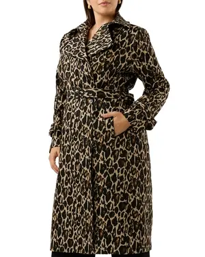 ESTELLE Shari Print Trench Coat - Leopard