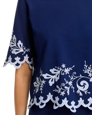 Johnny Was Embroidered Elbow Sleeve Top