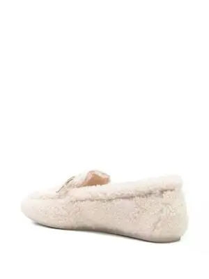 STUART WEITZMAN Britt Shearling Bow Loafers - Neutrals