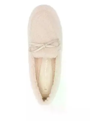 STUART WEITZMAN Britt Shearling Bow Loafers - Neutrals