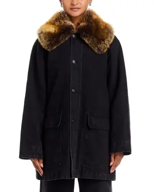 FRAME Shearling Trimmed Overcoat