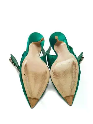 Miu Miu Satin Crystal-embellished Pumps