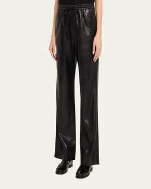 Nanushka Calie Alt-leather Wide-leg Pants