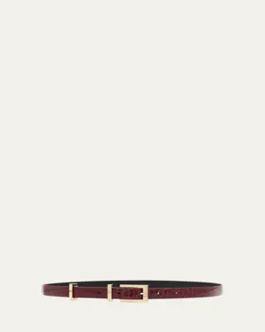 TOM FORD Shiny Croc-embossed Leather Belt - Ruby Red