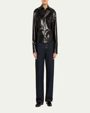 Nanushka Bogna Long-sleeve Alt-leather Shirt