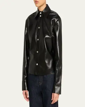 Nanushka Bogna Long-sleeve Alt-leather Shirt