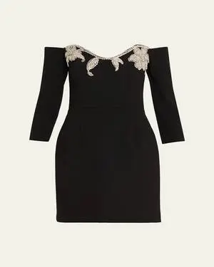 Rebecca Vallance Ellerie Floral Diamante Mini Dress - Black