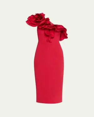 Rebecca Vallance Zarya One-shoulder Bodycon Midi Dress - Red