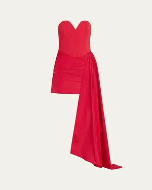 Rebecca Vallance Zarya Strapless Draped Bustier Mini Dress - Red
