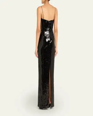 Rebecca Vallance Lyra Sequin Gown With Diamante Snake Trim