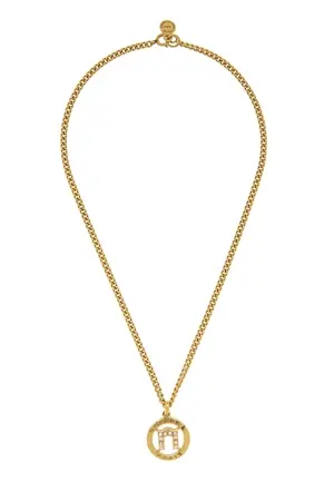 Celine Crystal Logo Necklace - Gold
