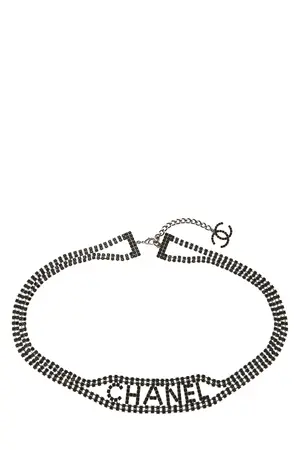 Chanel Crystal Logo Chain Belt - Black