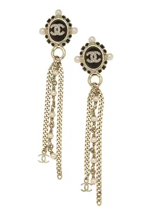 Chanel Cc Chain Dangle Earrings - Black