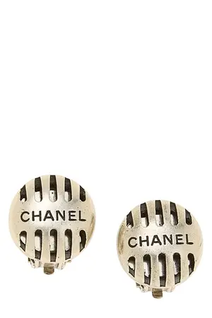 Chanel Button Earrings - Silver